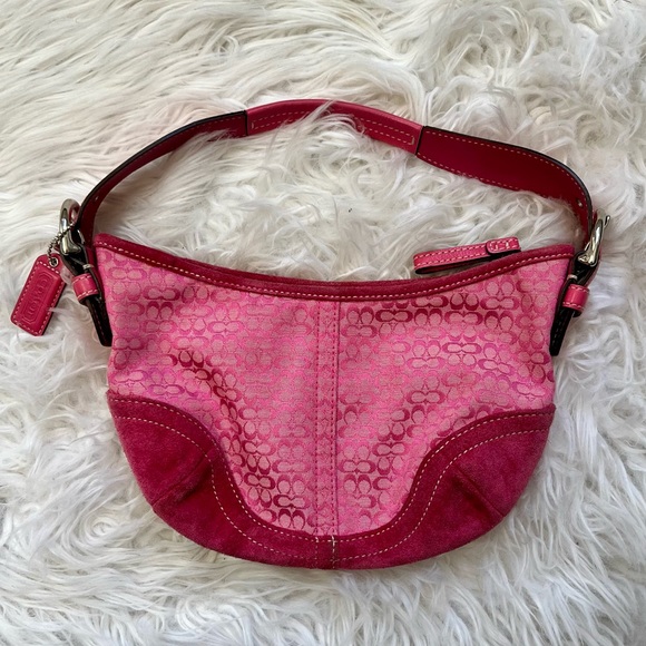 Coach | Bags | Vintage Coach Pink Soho Crescent Signature Jacquard ...